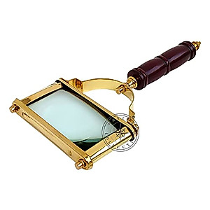 Hanzla Collection 10" Desk Reading Magnifier with Bone Handle - 5" Brass Rectangular Handheld Magnifying Glass Lens