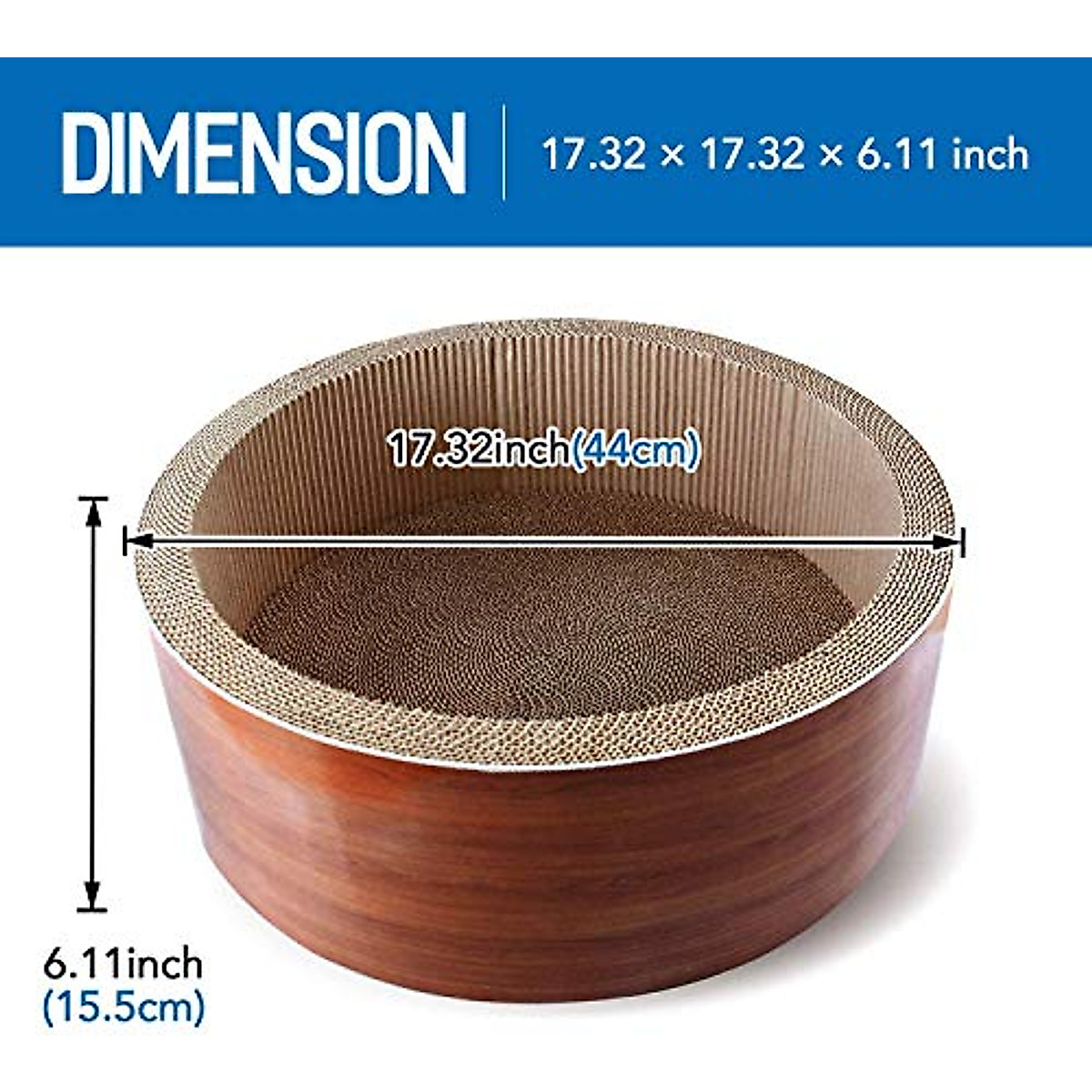 FluffyDream Cat Scratcher Post & Board, Round Cat Scratching Lounge Bed, Durable Pad Prevents Furniture Damage, 17.32'' x 17.32''x 6.11''