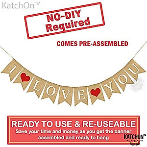 Cute, I Love You Banner - 10 Feet, No DIY | Happy Valentines Day Banner | Burlap I Love You Sign With I Love You Decorations for Him | Romantic Decorations Special Night for Him | Kissing Booth Sign