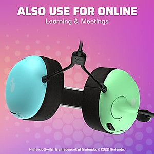 PDP Gaming LVL40 Stereo Headset with Mic for Nintendo Switch - PC, iPad, Mac, Laptop Compatible - Noise Cancelling Microphone, Lightweight, Soft Comfort On Ear Headphones, Animal Crossing Blue & Green