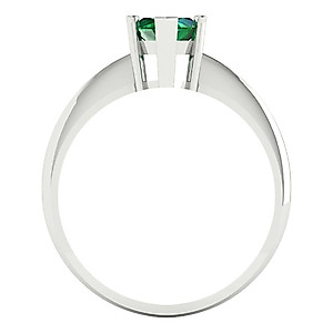 Clara Pucci 1.50 ct Marquise Cut Solitaire Simulated Emerald Engagement Wedding Bridal Promise Anniversary Ring 18K White Gold Size 7.25