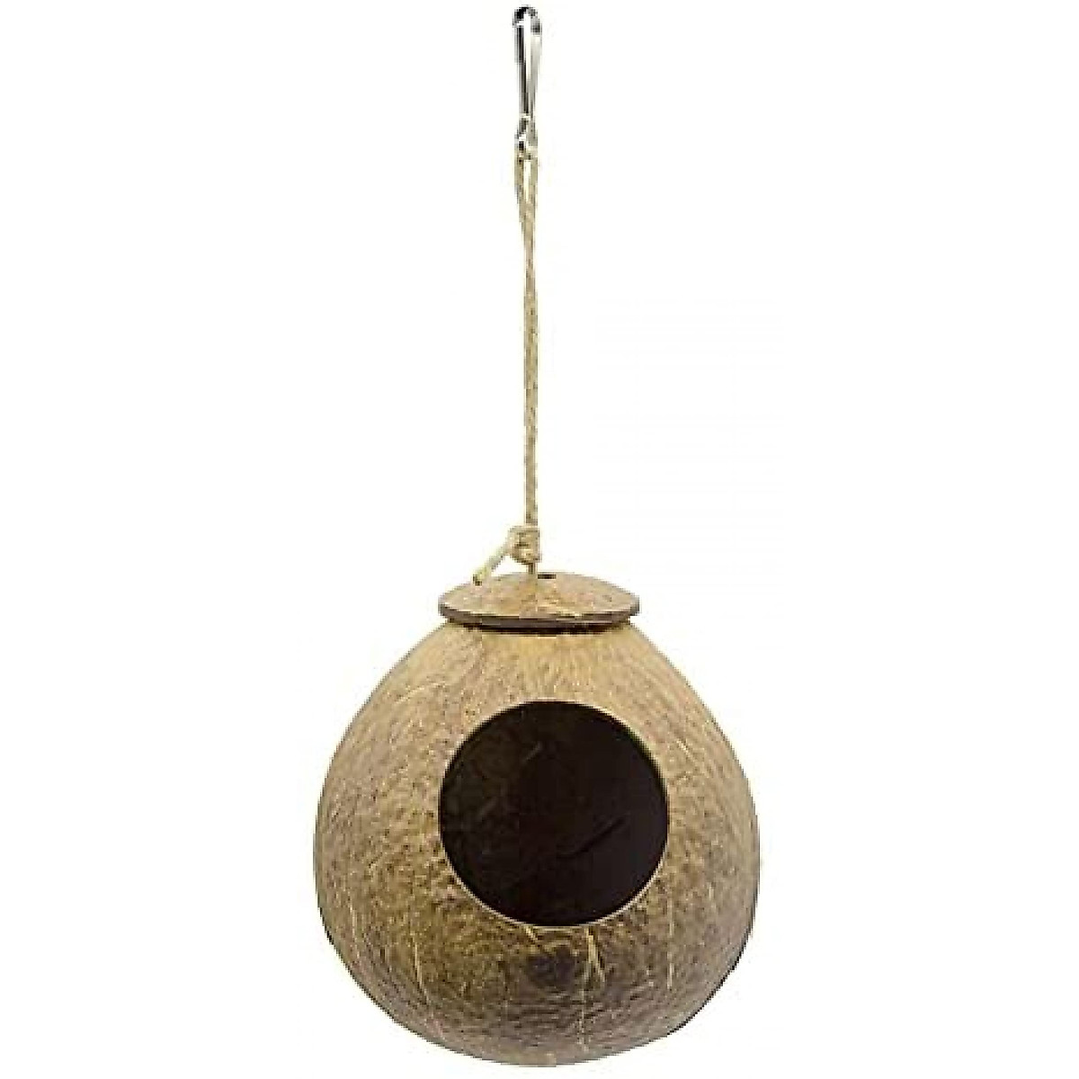 VIXPET Coconut Bird Nest Wooden Coconut Shell Nests Wood Handmade Nest House Hut Cage for Birds Pet Parrot -A