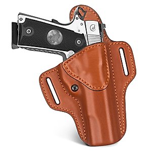 1911 Leather Holster,OWB Leather Holster for Belts Fits Colt/Kimber/Springfield/S&W 1911 and Most 1911 5'' No Rail Pistol,Right Hand Draw,Brown
