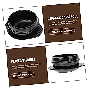 UPKOCH 1 Set Stone Pot for Bibimbap Stew Pots with Lids Stainless Steel Sauce Pan with Lid Soup Bowls with Lids Korean Hot Pot Ramen Cooker Casserole Dish with Lid Ceramic Pot with Tray
