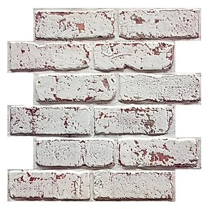 COMSTICKC 10 Pcs 3D Faux Brick Wall Panel Peel and Stick Brick Tiles, 12"X12" Small Size Thin PVC Self Adhesive Brick Backsplash Veneers Wall Covering for Interior Wall Decor Farmhouse