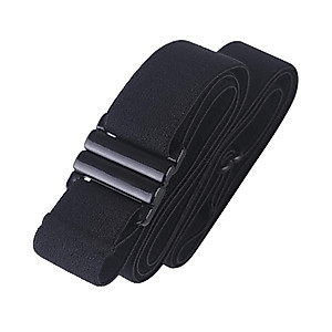 TIGHTS UP Adjustable, Gel Backing, Flat Buckle, Metal Free, Invisible Elastic Belt. Stretch Belt for Women and Men | Black Belt