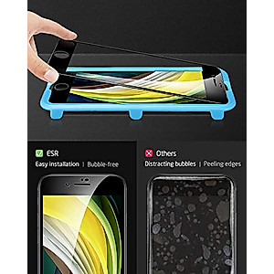 ESR Tempered-Glass for iPhone SE Screen Protector,[2-Pack] [3D+ Maximum Protection Full Coverage], Premium Tempered Glass Screen Protector for iPhone SE 2020, 4.7", (Black)
