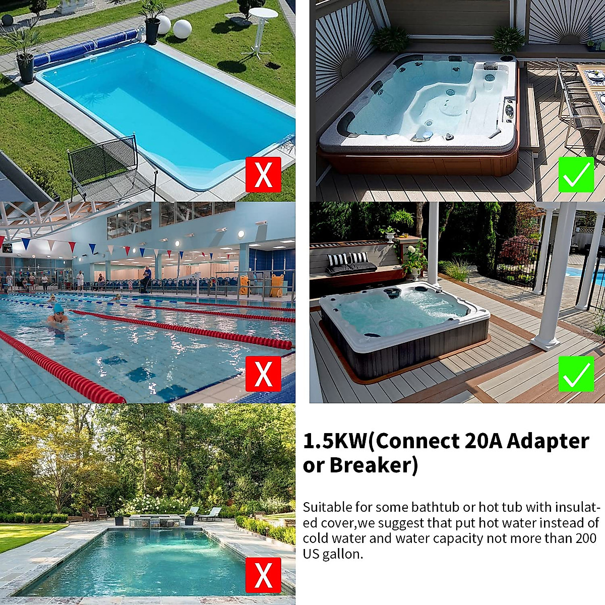 UCEDER Spa Hot Tub Thermostat with Union Nut,Tailpiece and O-Ring Gasket,Adjustable Temperature Thermostat Fits for Small Pool Hot Tubs &Bathtub(H15-RS1 220V 1.5KW)