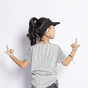 Kids Visor Sun Hat Adjustable Athletic Sports Hat 6 to 12 Years Old (Black+White, 52cm/Fit for 2-6Years)