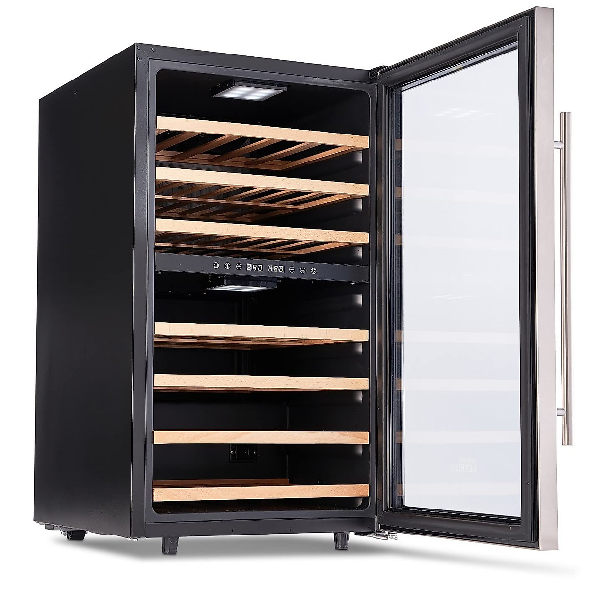 PremiumLevella 18.9 in. Wide 4.1 cu ft 43-Bottle Dual Zone Freestanding Wine Cooler with Tempered Glass Door