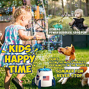 Bubble Machine, Space Rocket Bubble Machine for Toddlers, Kids, 3000+ Bubbles/min Electric Automatic Bubble Maker Blower Outdoor Gifts Bubbles Toys for Age 3-8 Year Old Boys, Girls, Baby Bath, Parties