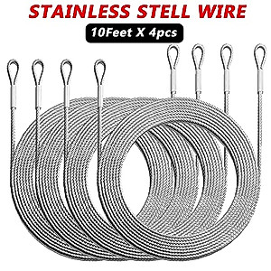 5'' Sun Shade Sail Hardware Kit with 304 Stainless Steel Wire Rope for Triangle Rectangle Sun Shade Sail Installation, Garden Outdoors Accessories , 48 Pcs (5 inch)