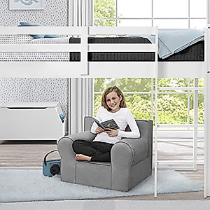 Delta Children XL Cozee Foam Chair - Perfect Size for Kids Ages 18 Months - 12 Years+, Light Grey