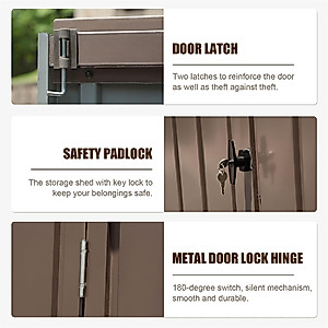 HiKingKing 10x8 Ft Metal Outdoor Tool House, Large Steel Utility Backyard Storage Sheds with Double Lockable Doors & Air Vents, Waterproof for Garden, Patio Lawn, Brown