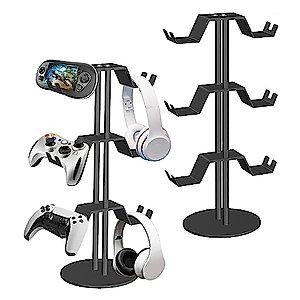 Ahomiwow Controller Holder Display Storage 3 Tier Hook for Desk Organizer Stand Hanger Neat Game Controller Hangers for All Universal PC Accessories Easy Assembly Space Save