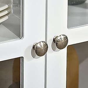 HOMCOM Sideboard, Buffet Cabinet with Tempered Glass Doors and Adjustable Storage Shelf, Credenza, White