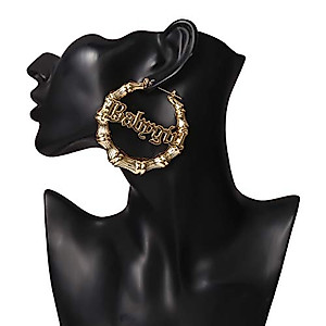 Large Babygirl Bamboo Joint Hoop Earrings - Hollow Out Hoops with 80s 90s Fashion Style for Party-bvaby gold