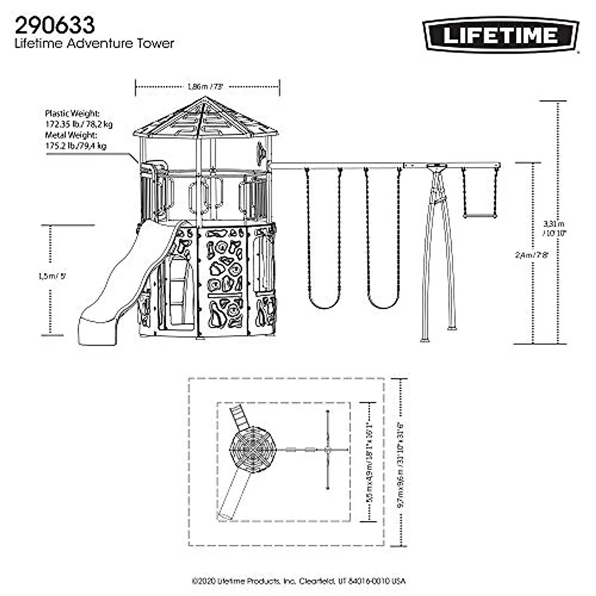 Lifetime Adventure Tower Swing Set - Earthtone (290633)
