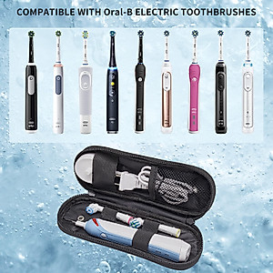 Toothbrush Travel Case for Oral-B Pro 500/600/650/1000/1500/2000/3000/3500/5500/Pro-Health,Genius X Limited/6000/7000/7500/8000/9600,Smart 1500/3000/5000,Vitality Dual Clean.(Case Only) Black
