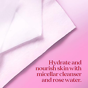 Burt's Bees Rose Water Face Wipes, for All Skin Types, Hydrating Micellar Makeup Remover & Facial Cleansing Towelettes, 30 Ct (3-Pack)