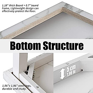 TOPSKY 59" Big Large Computer Office Desk 1.88" Thickness Desktop (White Marble Texture)