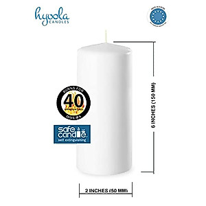 Hyoola White Pillar Candles 2x6 Inch - 4 Pack Unscented Pillar Candles - European Made