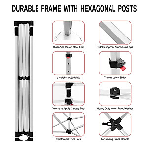 ABLEM8CANOPY Custom Canopy Tent 10x10 with Logo, Personalized Pop Up Canopy Tent with Optional Walls for Business Events, Trade Shows, Farmers Market, Roller Bag Included(Mini Donuts)