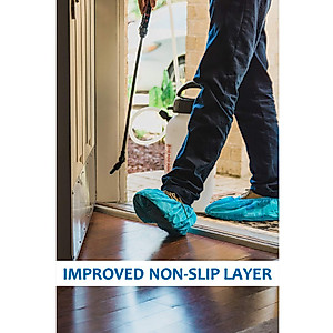 Blue Shoe Guys Premium Disposable Boot & Shoe Covers Booties | 100 Pack | Durable, Non-Slip, Non-Toxic, Water Resistant, Recyclable Protectors for Indoor & Outdoor | Large Size Fits Most Shoes