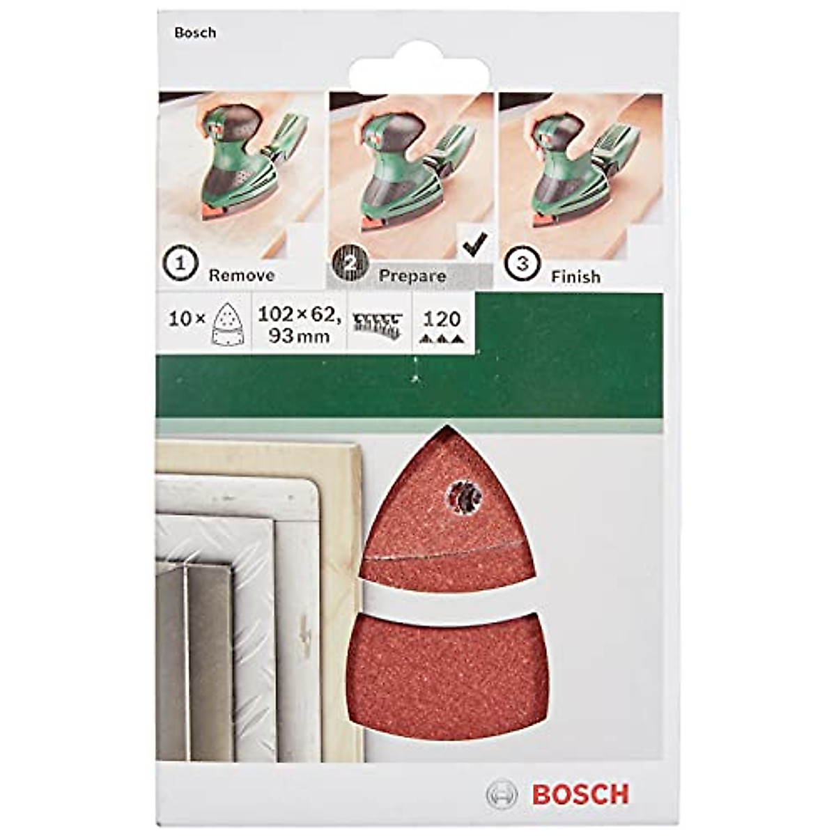 Bosch Home and Garden 2609256A64 10-Piece Sanding Sheet Set for Multi-Sanders 102 x 62.93, 120