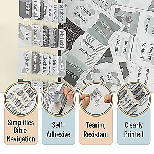 Mr. Pen- Bible Tabs, 75 Tabs, Gray Theme, Laminated Bible Tabs for Women and Men, Bible Tabs for Study Bible, Bible Index Tabs, Bible Book Tabs, Bible Labels Tabs, Mr Pen Bible Tabs