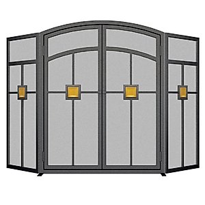 Panacea Products 15137 3-Panel Mission Fireplace Screen,Black