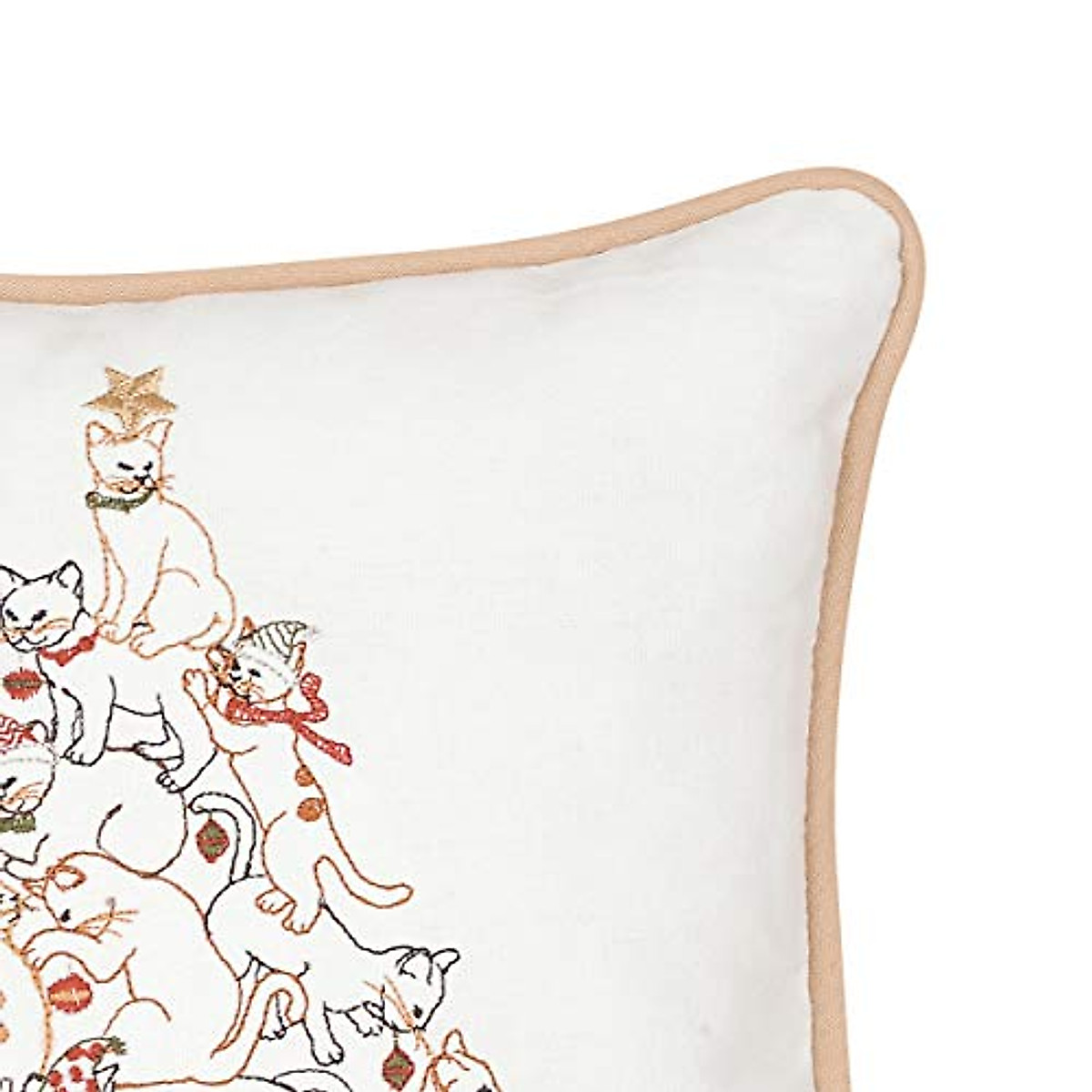 C&F Home Cat Christmas Tree Embroidered Saying Decor Decoration Accent Pillow 10 x 10 Brown