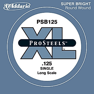 D'Addario PSB125 ProSteels Bass Guitar Single String, Long Scale, 125