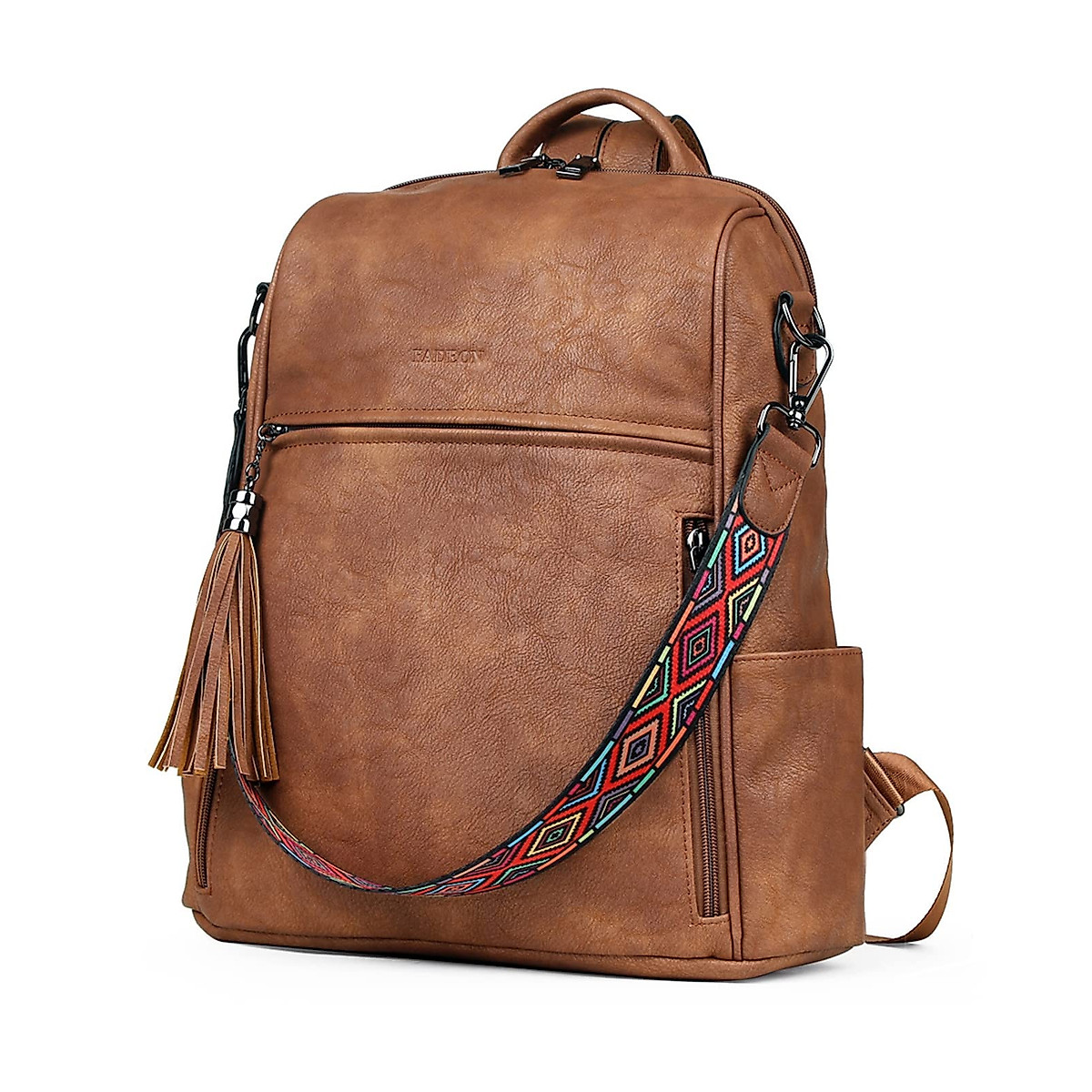 FADEON Leather Backpack Purse for Women Designer Ladies Shoulder Book Bag Fashion PU Convertible Travel Backpack Purses and Shoulder strap