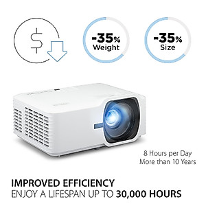 ViewSonic LS740HD 5000 Lumens 1080p Laser Projector with 1.3x Optical Zoom, H/V Keystone, 4 Corner Adjustment, and 360 Degrees Projection for Auditorium, Conference Room and Education