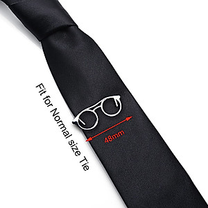 HONEY BEAR Mens Silver Glasses Tie Clip Bar for Normal Size Tie Gift 4.8cm