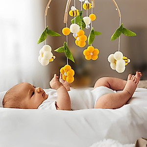 Baby Crib Mobile Wooden Wind Chime Bed Bell,Neutral Baby Crib Mobile,Baby Mobile for Crib,Handmade Baby Mobile,Bee Baby Ceiling Mobile Baby Nursery Decoration