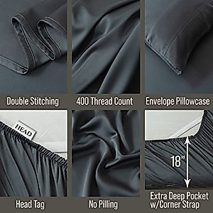 Bella Coterie Luxury California King Bamboo Sheet Set | Organically Grown | Ultra Soft | Cooling for Hot Sleepers | 18" Deep Pocket [Charcoal Grey]