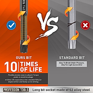PAKNMAN 27-Piece Torx Bit Set, 1/4”Magnetic Extension, T4 - T40, S2 Steel, 1/4 Hex-Shank Security Torx Bit Set, 1” & 2” Long with Magnetic Impact Bit Holder and Storage Box