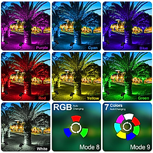 DBF 22 LED Solar spotlights Outdoor Waterproof, 7 Color Changing Solar Spot Lights Outdoor Solar Spotlight Landscape Lights, 600LM Solar Christmas Lights for Garden Yard Patio 2 Pack