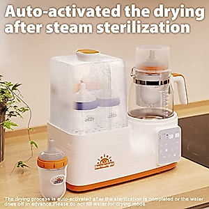 Baby Bottle Sterilizer Dryer Baby Bottle Warmer - Multifunctional Steam Sterilizer Dryer Warmer, Heater&Thaw for Formula Breastmilk, 72H Keep Warm with Smart Temperature Control Auto Shut-Off BPA Free