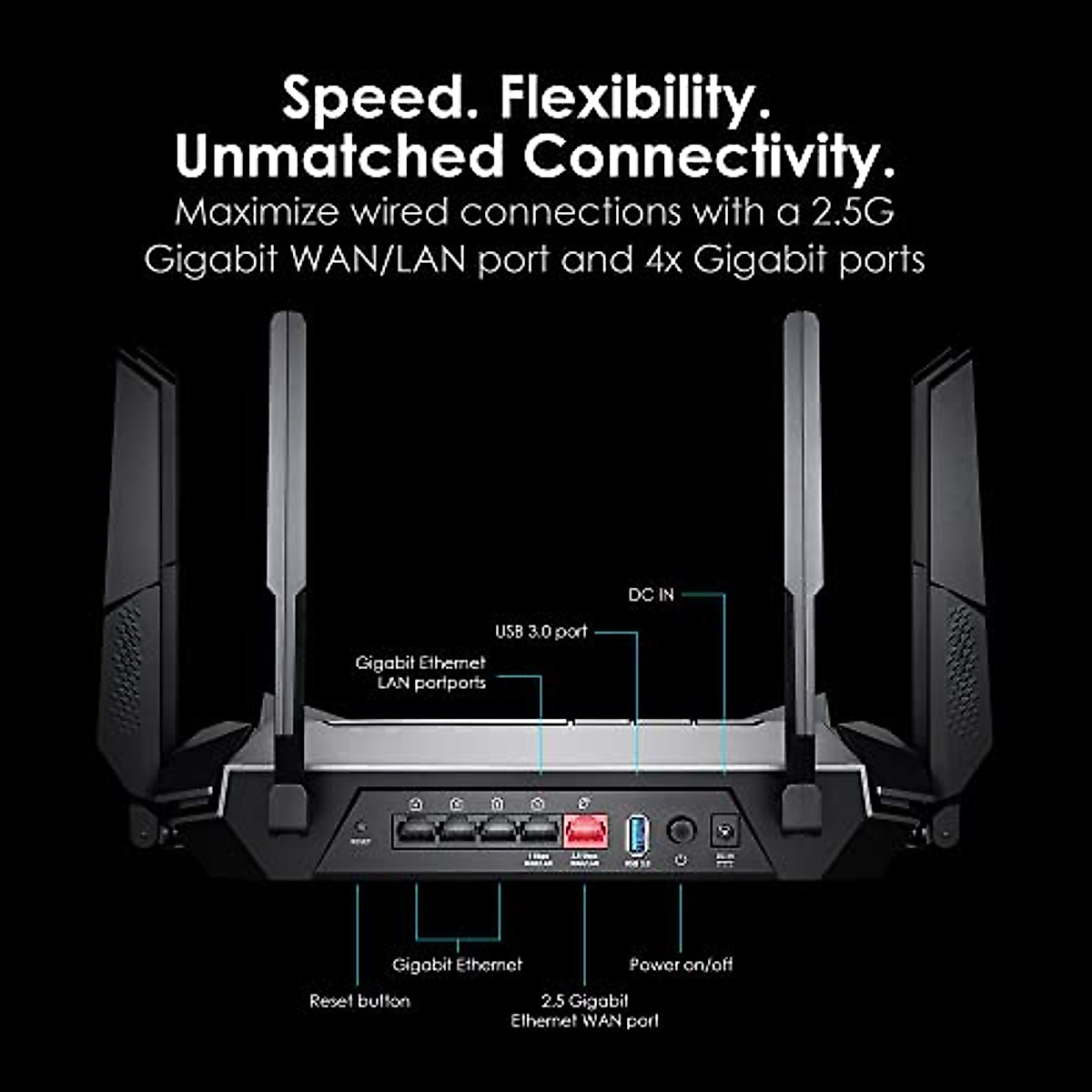 MSI Radix AX6600 WiFi 6 Tri-Band Gaming Router, AI QoS, 1.8GHz Quad-Core Processor, MU-MIMO, Tri Band Gigabit Wireless, 8-Stream, High Speed Long Range Gaming Router