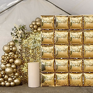Orgnafey Chrome Gold Mylar Flat Square Foil Balloons Wall Tunnel Arch Backdrop Double Sided Metallic Gold Silver Balloon Garland Kit Wedding Graduation Anniversary Birthday Party Background Decoration