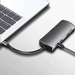 ZPLJ High-Speed 7-in-1 Ultra Slim Data Hub with Ethernet Port 4K HDMI 2 USB 3.0 Ports PD Charging Dual Support SD TF Card Reader Compatible for Flash Drive Laptops USB Hub Adapter Portable