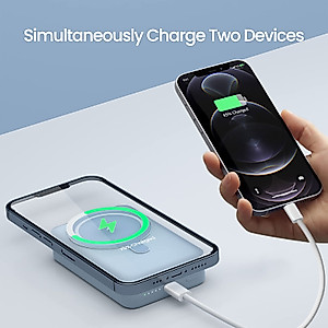 NEWDERY Wireless Power Bank, 10000mAh Magnetic Portable Charger with Foldable Stand 22W USB C, 15W Fast Charging External Battery Pack for iPhone 15 Pro Max/15 Plus/15 Pro/15, iPhone 14/13/12 Series