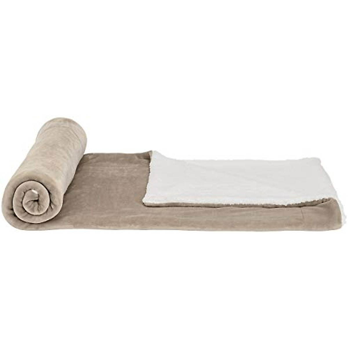 Amazon Basics Ultra-Soft Micromink Sherpa Blanket - Throw, Taupe