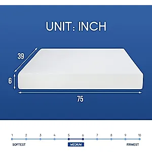 Twin Mattress, 6 Inch Gel Memory Foam Mattress CertiPUR-US Certified, Medium Firm Fiberglass Free Twin Mattress in a Box for Kids Bunk Trundle Bed Daybed