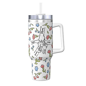 Personalized 40 Oz Stainless Steel Tumbler Best Mom Ever Cup Gift, Custom Name 3D Inflated Effect Travel Mug, Birthday Valentine's Day Coffee Mug for Mom Nana Mothers Day Gifts for Mom,05