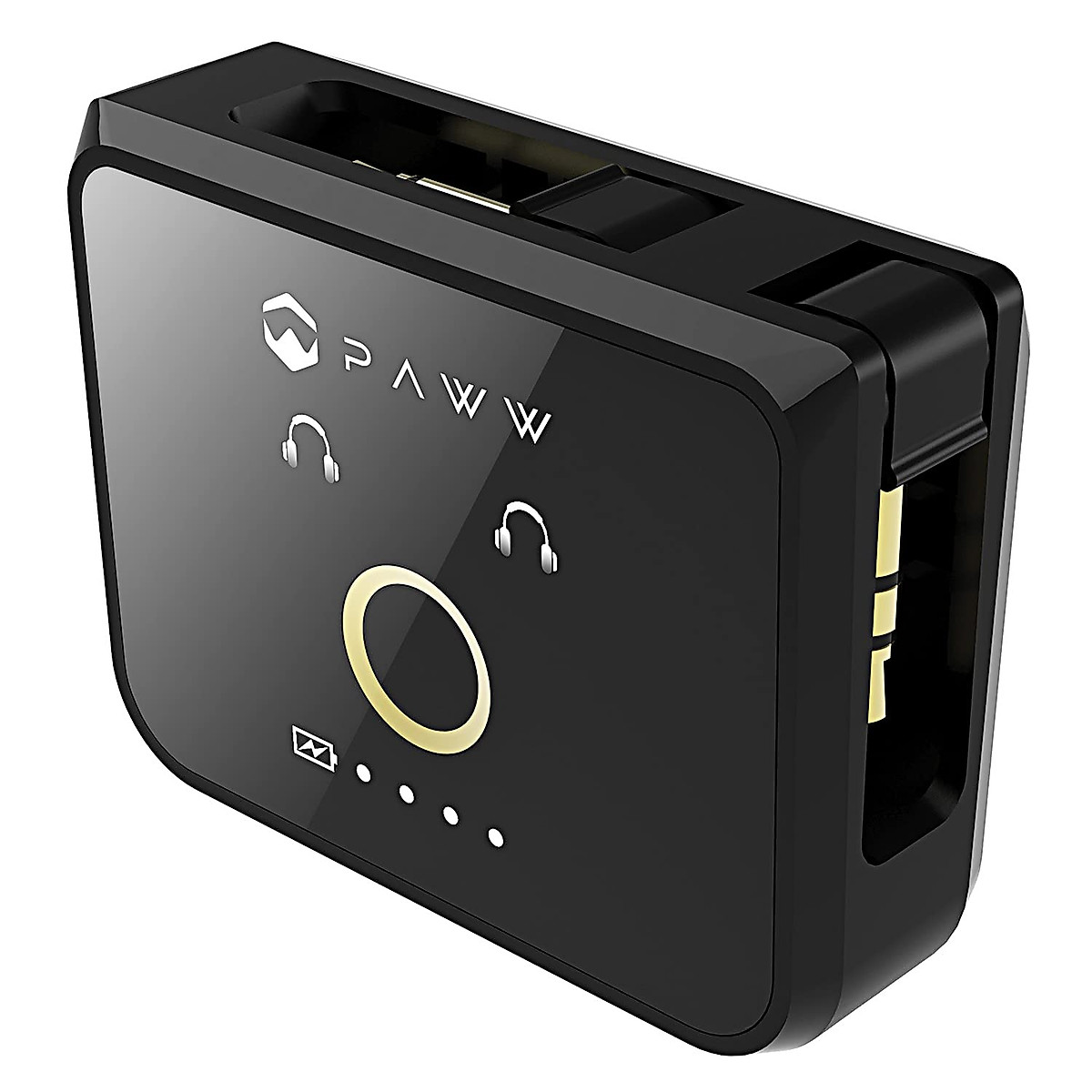 Paww WaveCast Portable Bluetooth 5.0 Audio Transmitter - Fast Charging and Wireless 3.5mm Universal Adapter w/Low Latency - Equipment Link for Audio Receiver, TV, Gaming and Home/Car Music Stereo