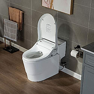 WOODBRIDGE White Luxury, Elongated One Piece Advanced Bidet, Smart Toilet Seat with Temperature Controlled Wash Functions and Air Dryer T-0737